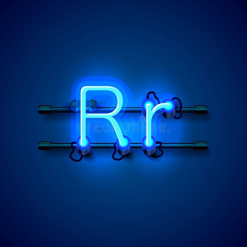 Neon Font Letter R, Art Design Singboard. Stock Vector - Illustration ...