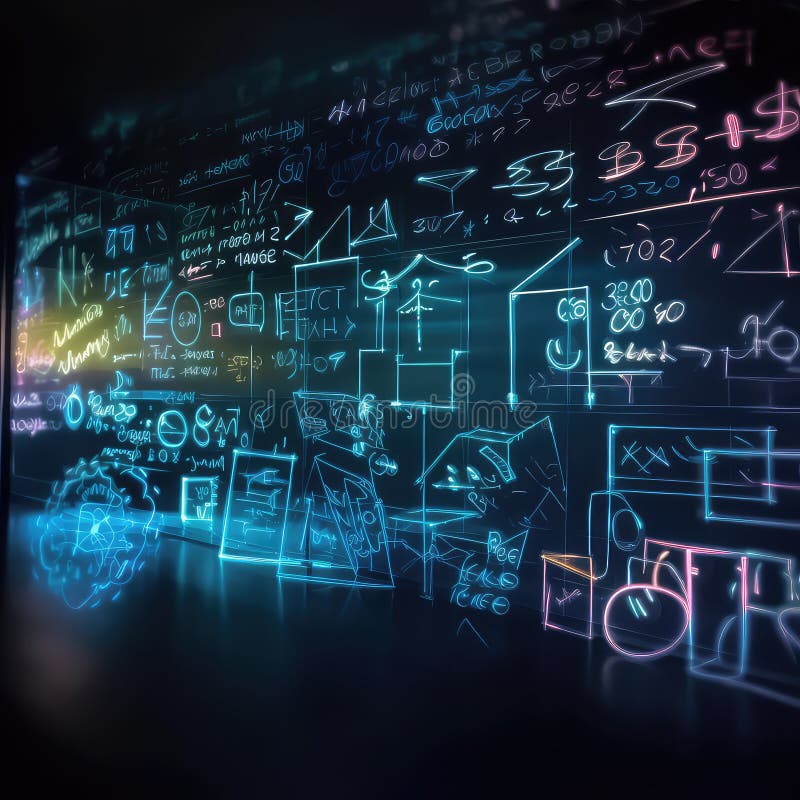 Neon Formulas, Calculations, Math Marks, Block Diagram, Flowchart ... Neon Formulas, Calculations, Math Marks, Block Diagram, Flowchart ...