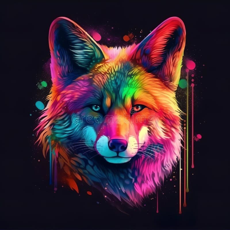 Neon fox portrait stock illustration. Illustration of portrait - 275766385