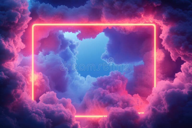 Neon Frame Cloud Sky stock photo. Image of urban, vibrant - 379962430