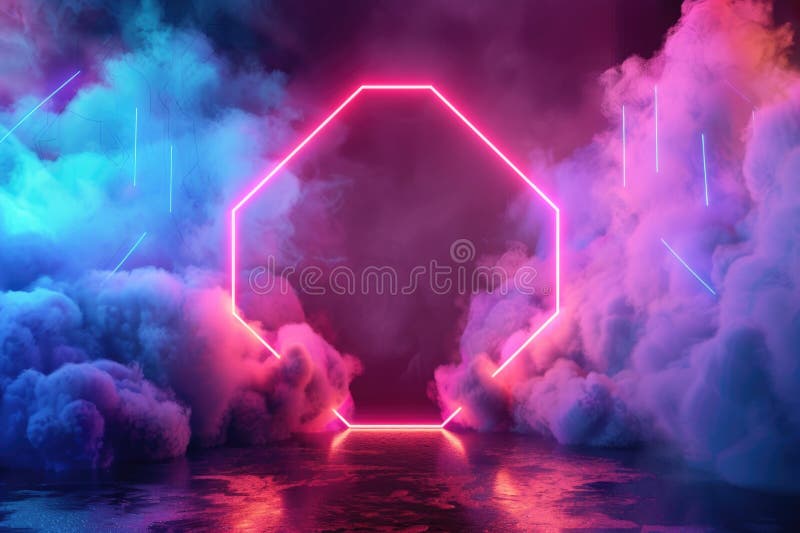 Neon Frame in Cloudy Sky stock photo. Image of sunny - 376208514