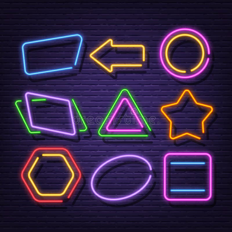 Neon Frame Collection Neon Signboard Stock Vector - Illustration of ...