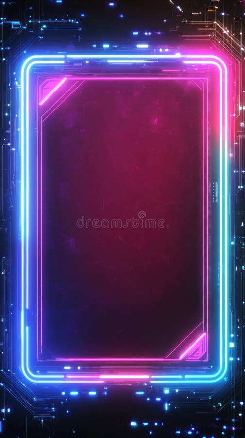 Neon Frame Glowing on Motherboard, Futuristic Technology Background ...