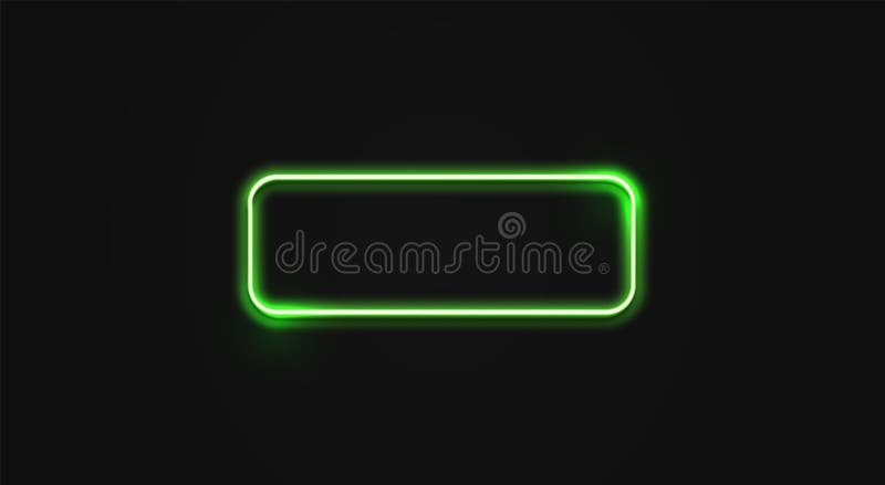 Neon Frame Green Rectangle Set. Glowing Colorful Rectangular Border ...