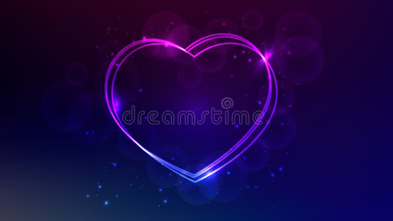 Neon Frame in Heart Form with Shining Effects and Sparkles Stock Vector ...