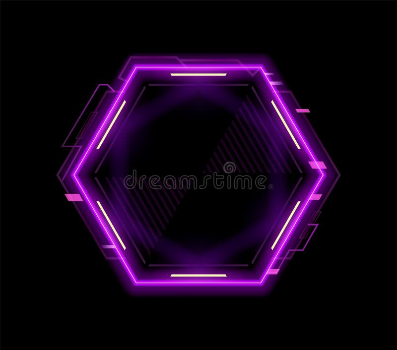 Neon Frame, HUD Interface Overlay and Game Asset Stock Illustration ...