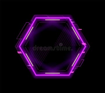 Neon Frame, HUD Interface Overlay and Game Asset Stock Illustration ...