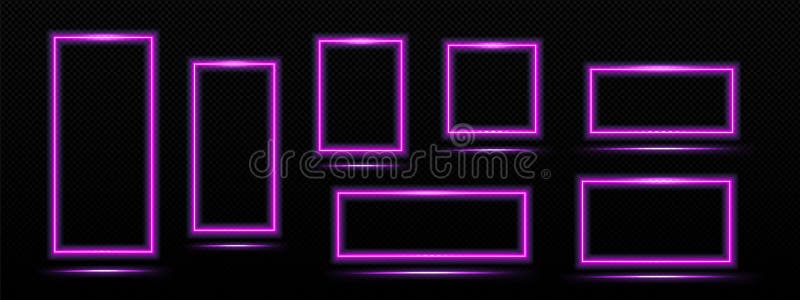 Set of Purple Rectangular Lightning Frames Stock Illustration - Illustration of light, isolated ...