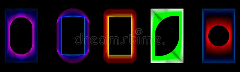 Neon Frame Line Light Set. Vector Stock Vector - Illustration of dark ...