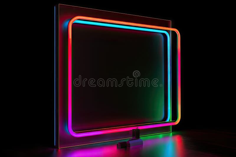 Neon Frame Mockup with a Black Background, Showcasing the Pop of Color ...