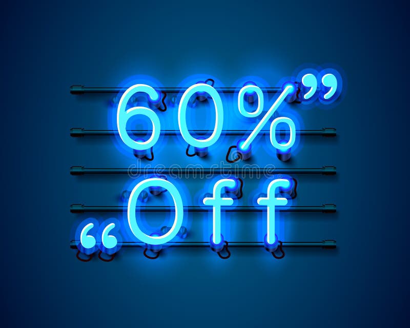 Neon Frame 60 Off Text Banner. Night Sign Board Stock Illustration ...