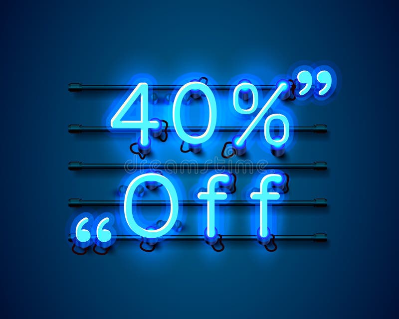 Neon Frame 40 Off Text Banner. Night Sign Board Stock Illustration ...