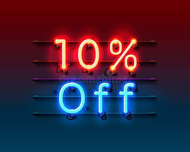 Neon Frame 10 Off Text Banner. Night Sign Board Stock Illustration ...