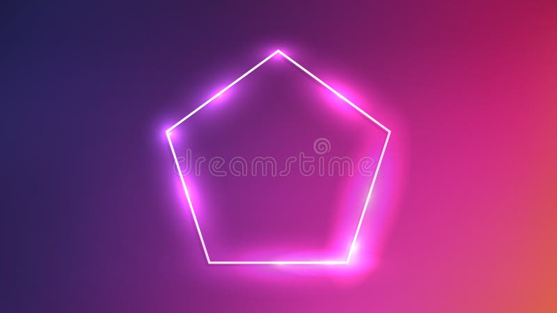 Neon Frame in Pentagon Form with Shining Effects Stock Vector ...