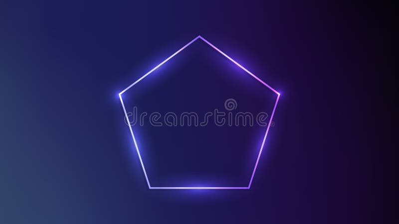 Neon Frame in Pentagon Form with Shining Effects Stock Illustration ...
