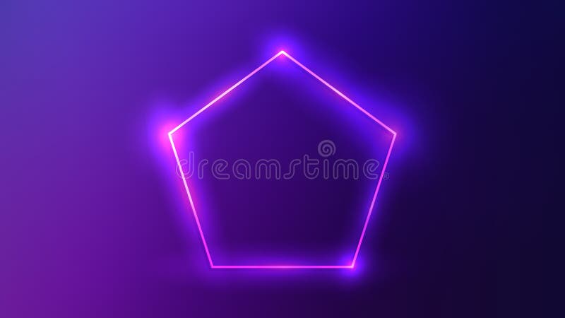 Neon Frame in Pentagon Form with Shining Effects Stock Vector ...