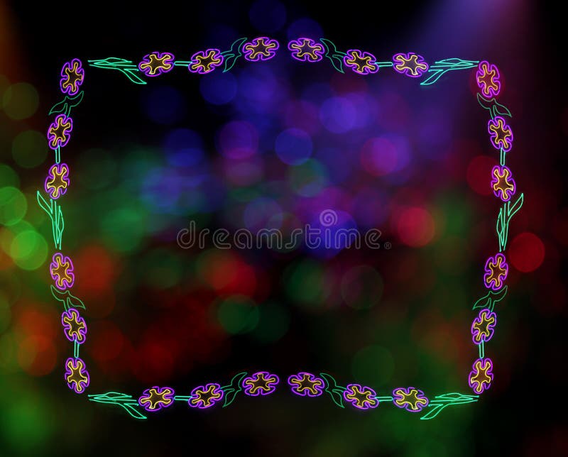 Neon Frame Photo Composite Neon Flower Frame Stock Photo - Image of ...