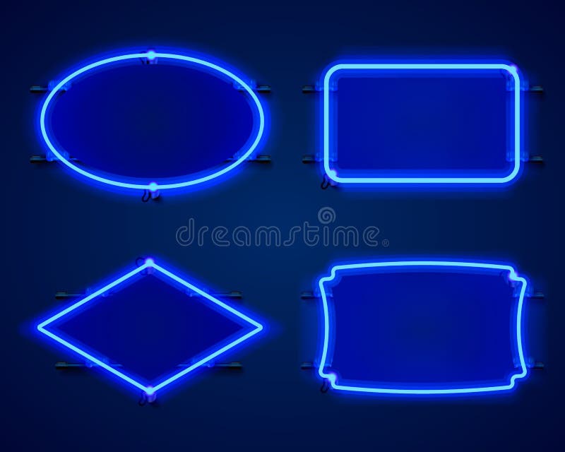 Neon Frame Set Collection. Template Design Element Stock Vector ...