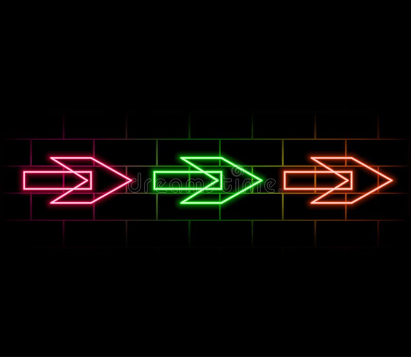 Neon Frame. Set of Neon Arrows in Different Colors. Laser Glowing Lines ...
