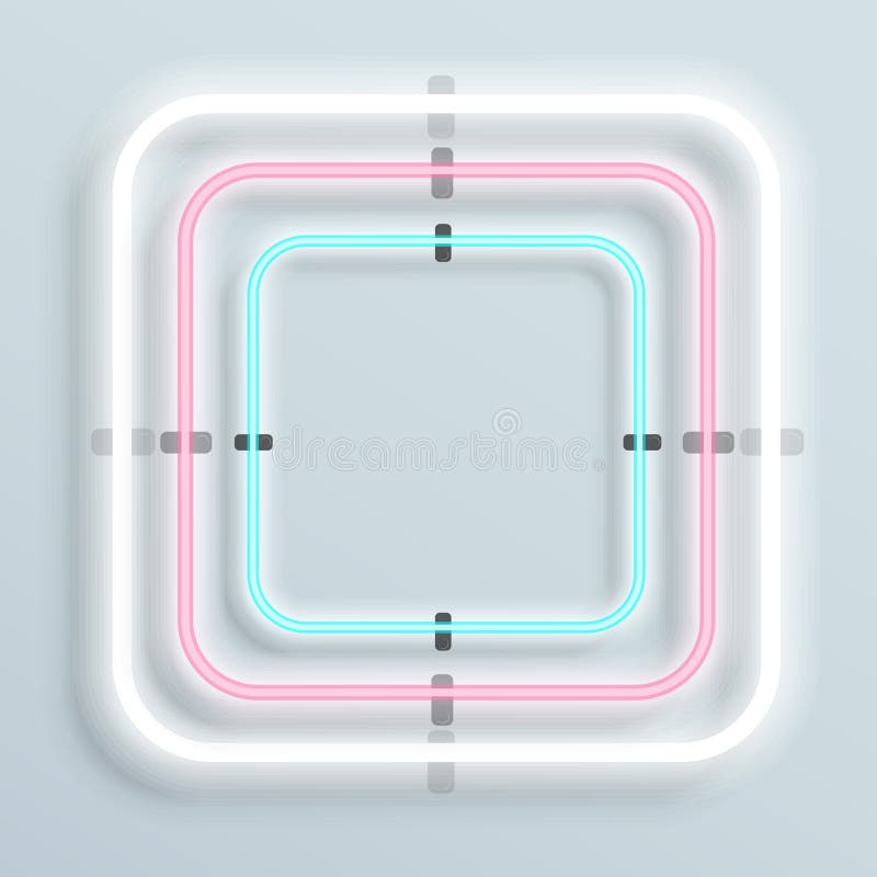 Neon Frame Shape of Square. White, Pink and Blue Color Stock Vector ...