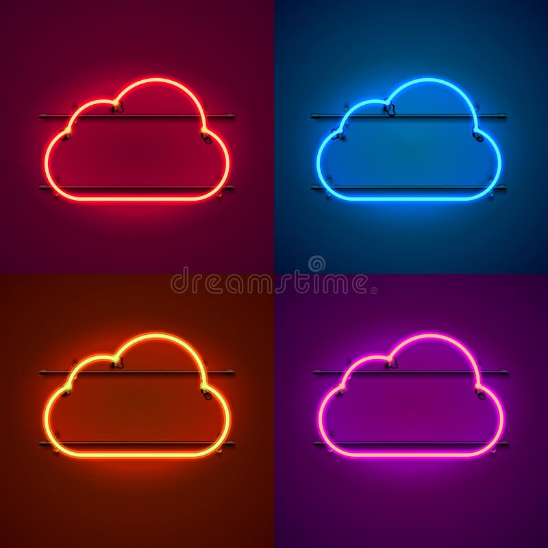 Neon Frame Sign in the Shape of a Cloud Stock Vector - Illustration of ...