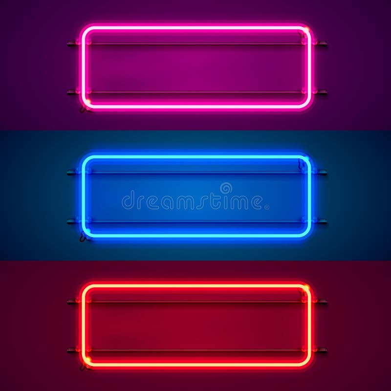 Neon Frame Sign in the Shape of a Square. Stock Vector - Illustration ...