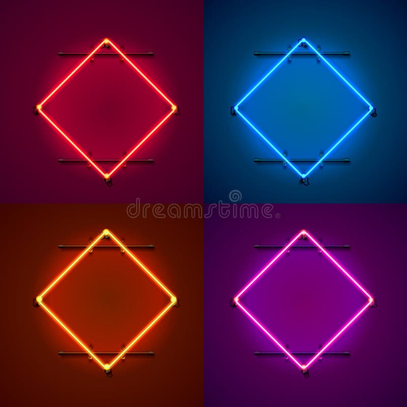 Neon Frame Sign in the Shape of a Square. Stock Vector - Illustration ...