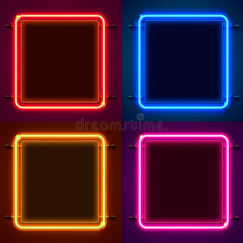 Neon Frame Sign Shape Square Stock Illustrations – 5,218 Neon Frame ...