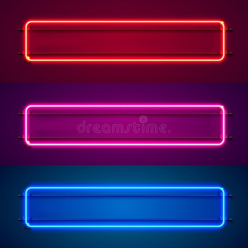 Neon Frame Sign in the Shape of a Square Stock Illustration ...