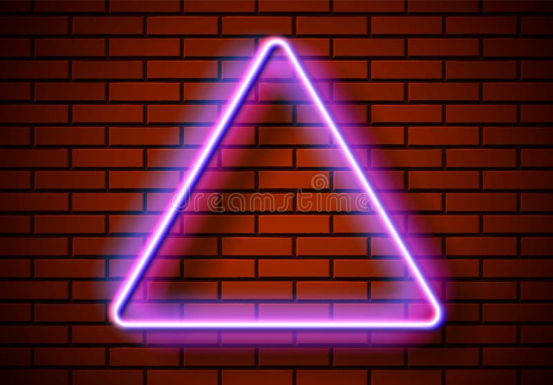 Neon Frame with Triangle Shape on the Red Brick Wall. Classic ...