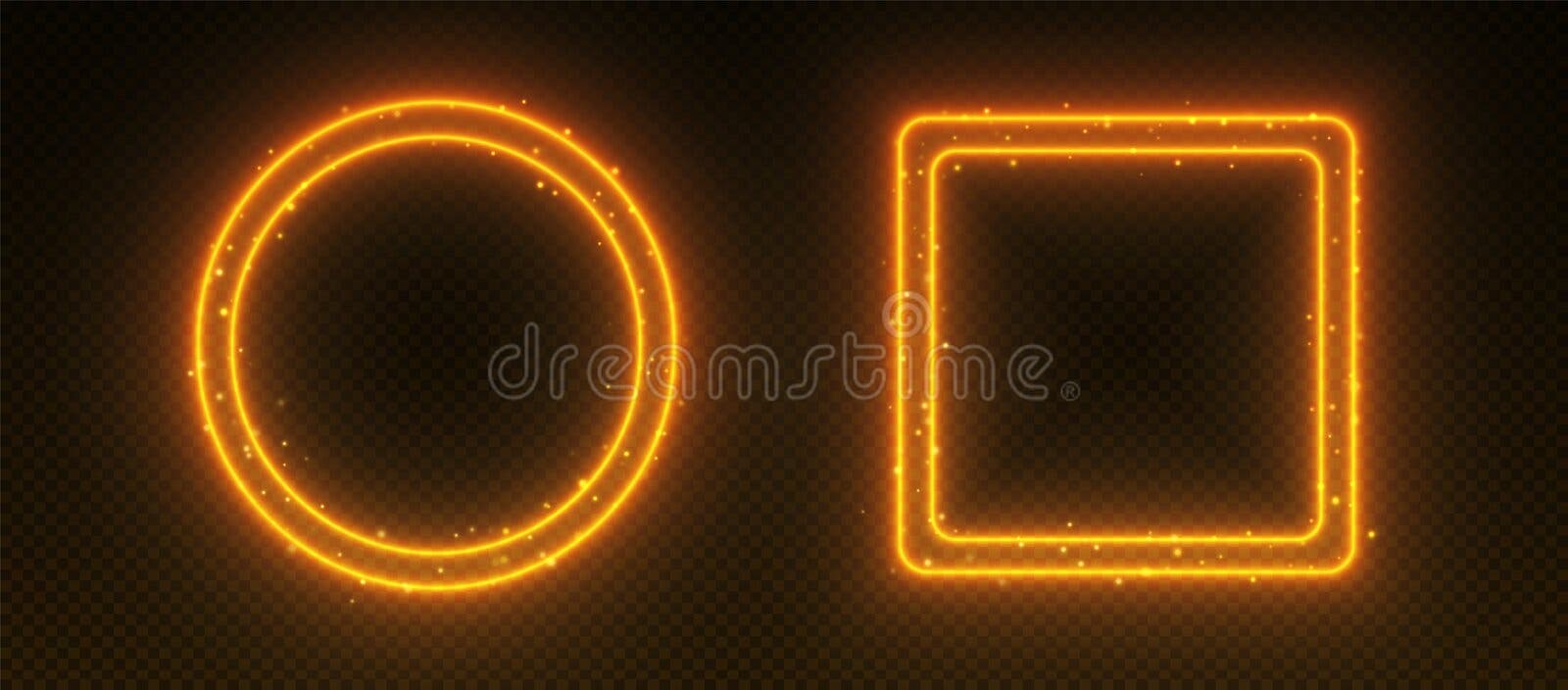Neon Frames, Rectangular Glowing Borders Set, Colorful Futuristic UI ...