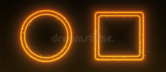Neon Frames, Glowing Borders with Sparkles, Orange Led Circle and ...