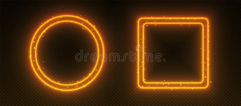 Neon Frames, Glowing Borders with Sparkles, Orange Led Circle and ...