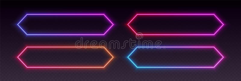 Neon Frames, Hexagonal Glowing Borders Set, Colorful Futuristic UI ...