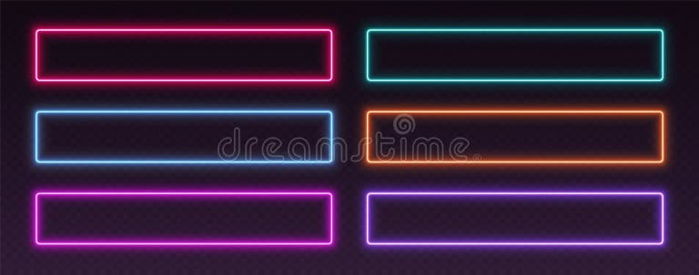 Neon Frames, Rectangular Glowing Borders Set, Colorful Futuristic UI Design Elements. Stock ...