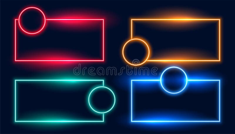 Neon Set Frames in Six Geometric Shapes Style Stock Vector ...