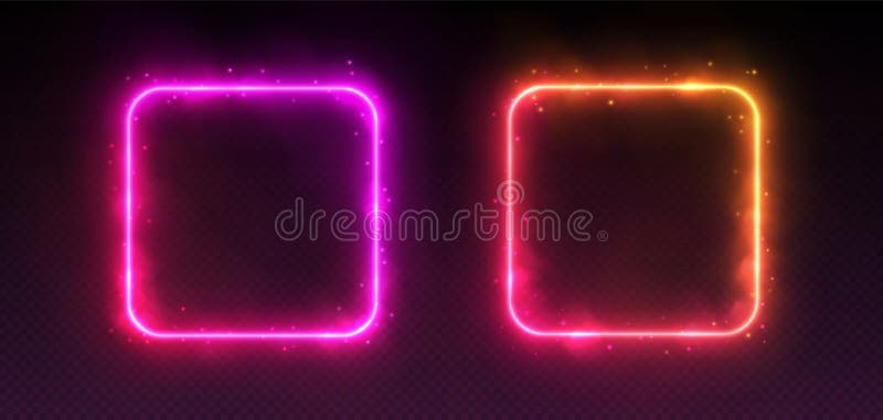 Neon Frames with Smoke and Sparkles, Gradient LED Borders with Fog and ...