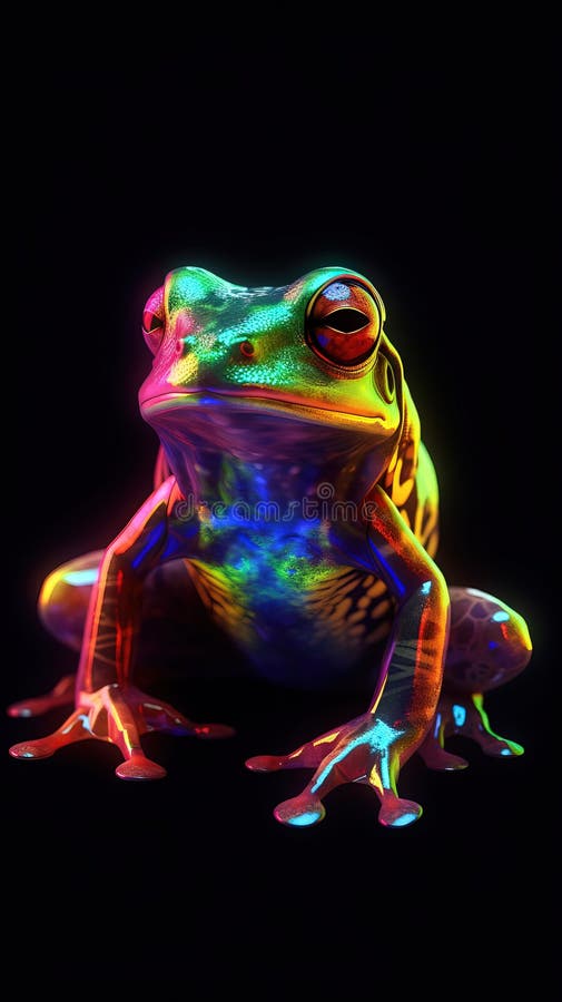 Neon Frog on Dark Background. Stock Illustration - Illustration of ...