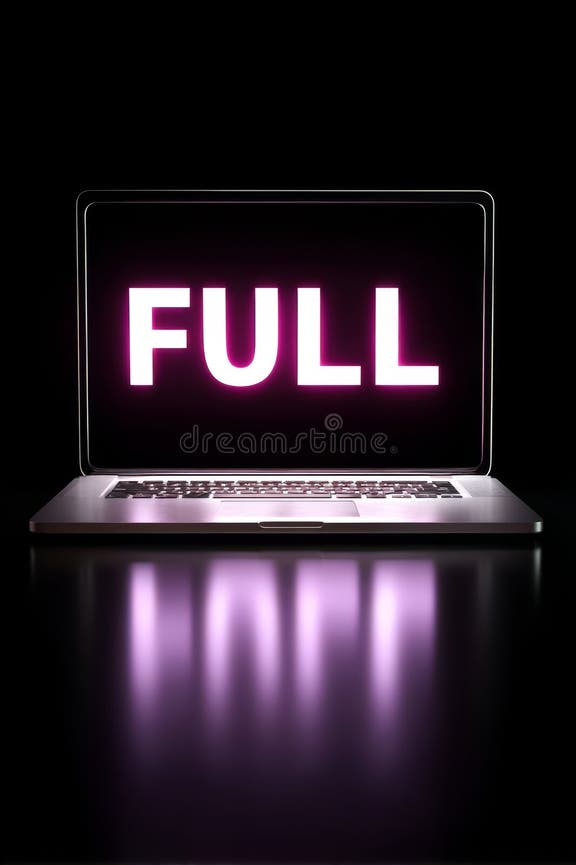 Neon Full Screen a Laptop Display Lit with the Word FULL , Representing ...