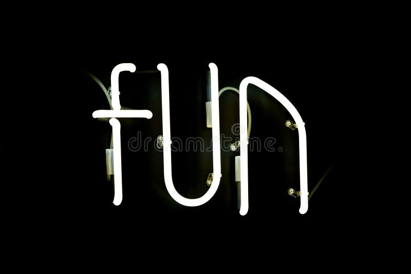 Neon FUN White Color Sign on Black Background Stock Photo - Image of ...