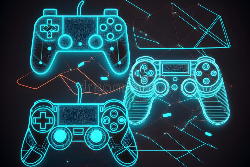 Neon Future Game Controller Created with Generative AI Technology Stock Illustration ...