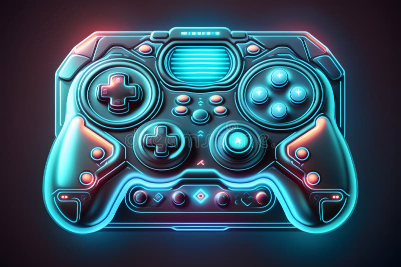 Neon Future Game Controller Created with Generative AI Technology Stock ...