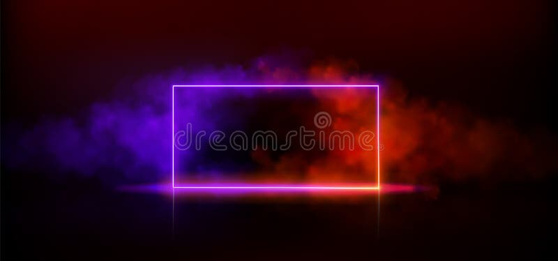 Neon Futuristic Door Frame with Luminous and Fog. Stock Vector ...