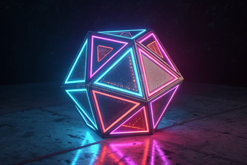 Neon Futuristic Geometric Object - Generated by Ai Stock Illustration ...