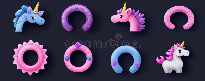Neon Game Avatar Frames Featuring Round Borders with Animals and ...