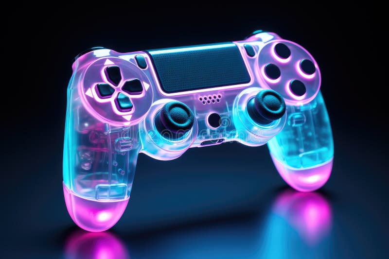 Neon Game Controller or Joystick for Game Console Stock Illustration ...