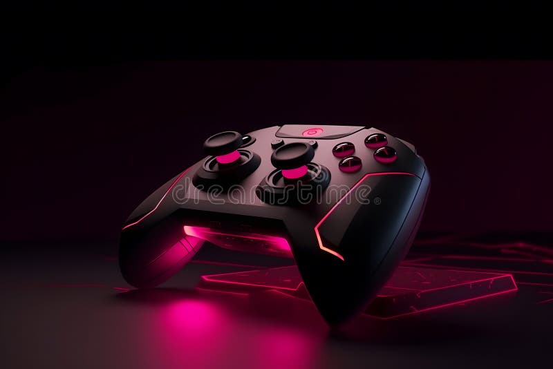Neon Game Controller or Joystick for Game Console. Neural Network AI Generated Stock ...