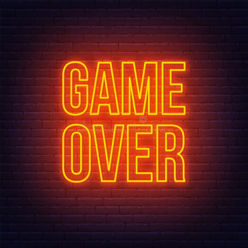 Neon Game Over Sign on Brick Wall Background Stock Illustration ...