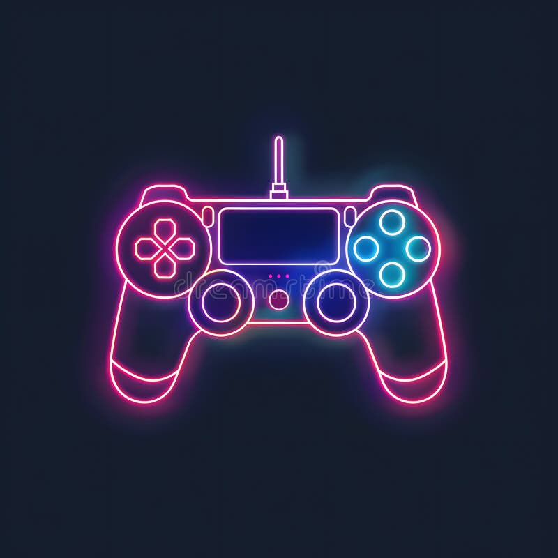 Neon Gamer Controller, Glowing Gaming Control Symbol Stock Illustration ...
