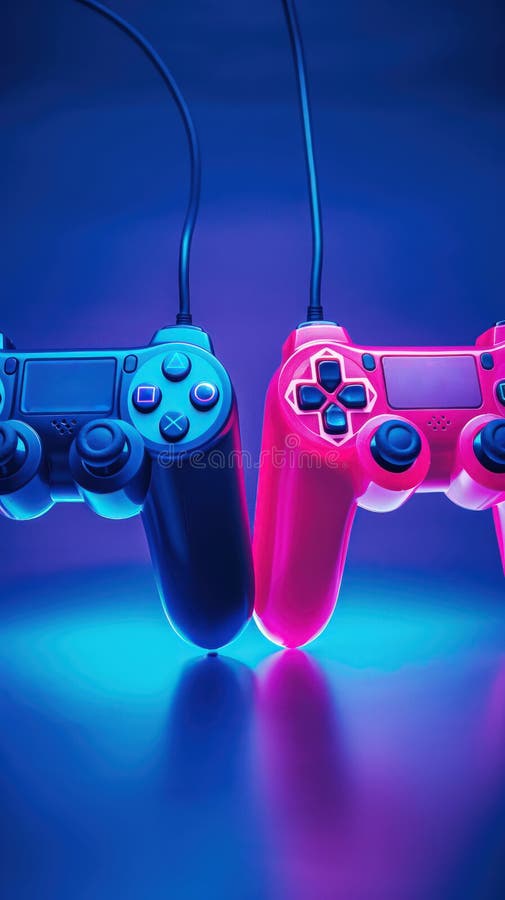 Neon Gaming Joysticks by Generative AI Stock Illustration ...